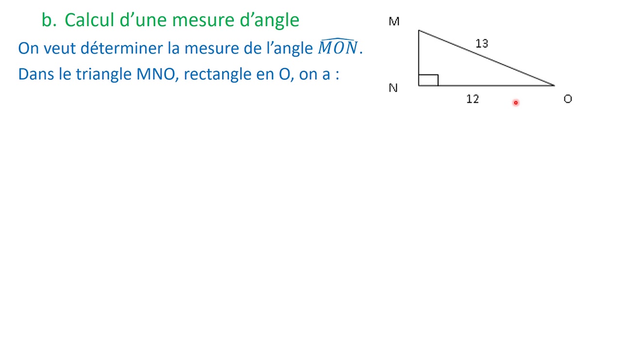 3e Chapitre 7 Triangle rectangle et trigonométrie 3b Application calcul ...