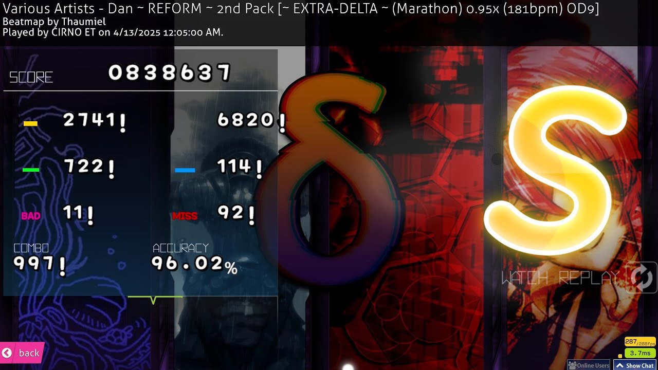Osu!mania | Delta 0.95x clear 96.02% - YouTube