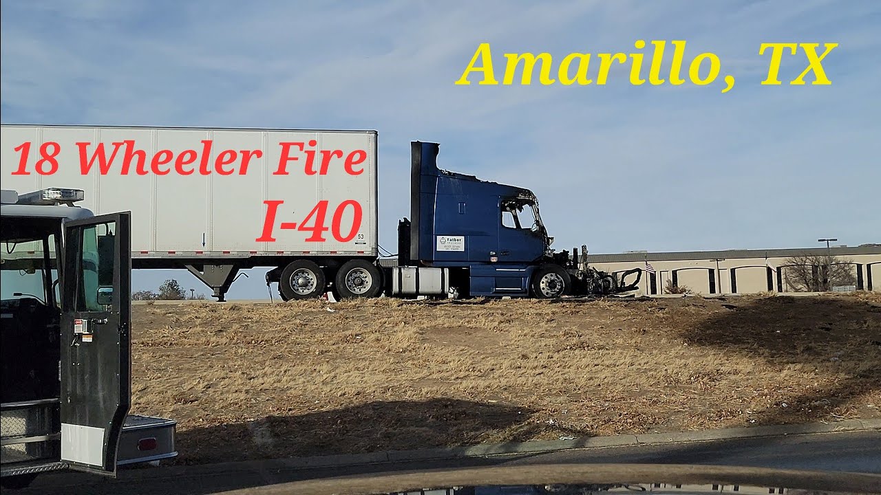 Aftermath of an 18 wheeler fire on I-40 in Amarillo, TX. - YouTube