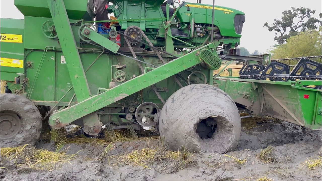 John Deere harvester working in mud | tractor videos | - YouTube