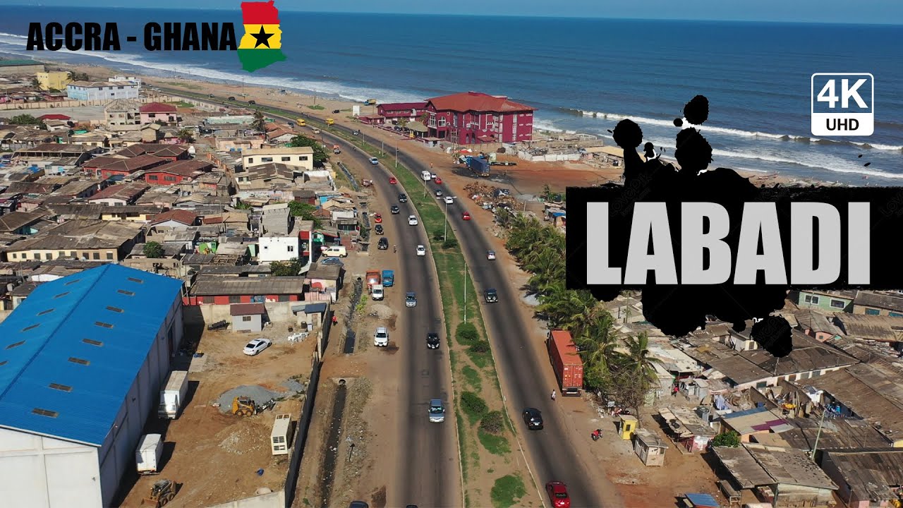 Labadi Aerial View in La Dade Kotopon Accra Ghana 4K - YouTube
