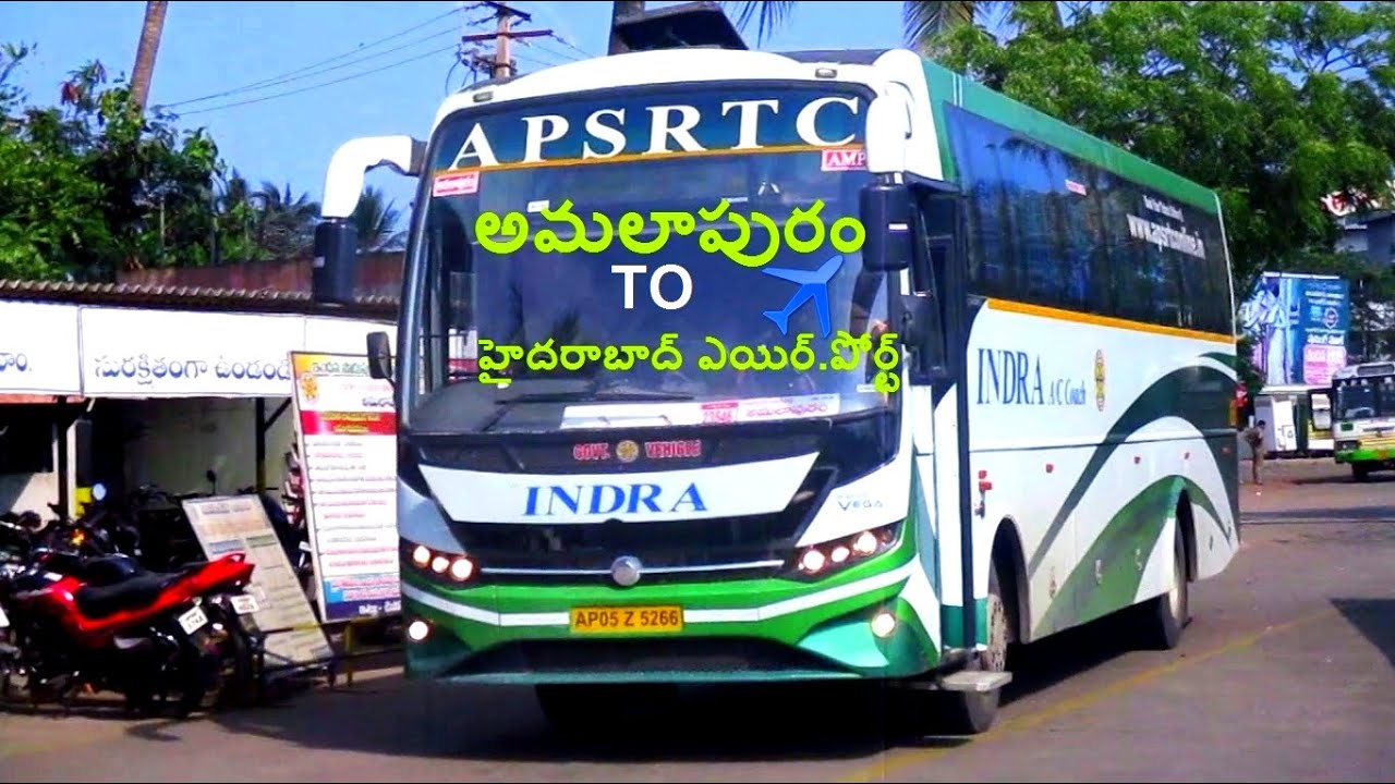 GREEN COLOR APSRTC INDRA AC BUS| AMALAPURAM TO HYDERABAD RGIA | DEPOT ...