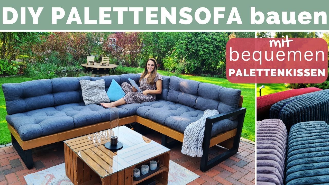 Palettensofa bauen - DIY Anleitung - Bequeme Palettenkissen - Paletten ...