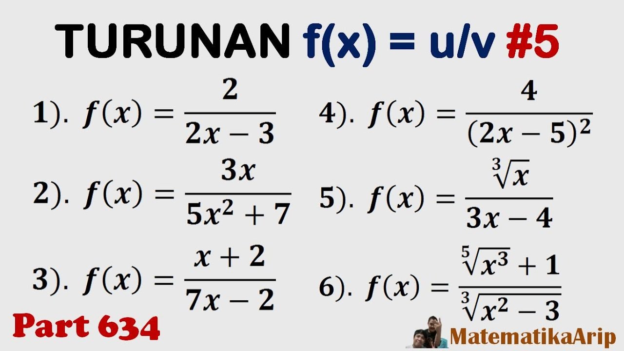 Turunan Fungsi Bentuk Aljabar Rasional f(x)=u/v Bagian #5 - YouTube