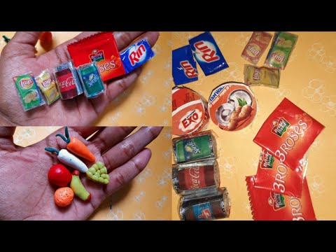 DIY Miniature things for Barbie doll/ Miniature fruits,snacks, grocery ...