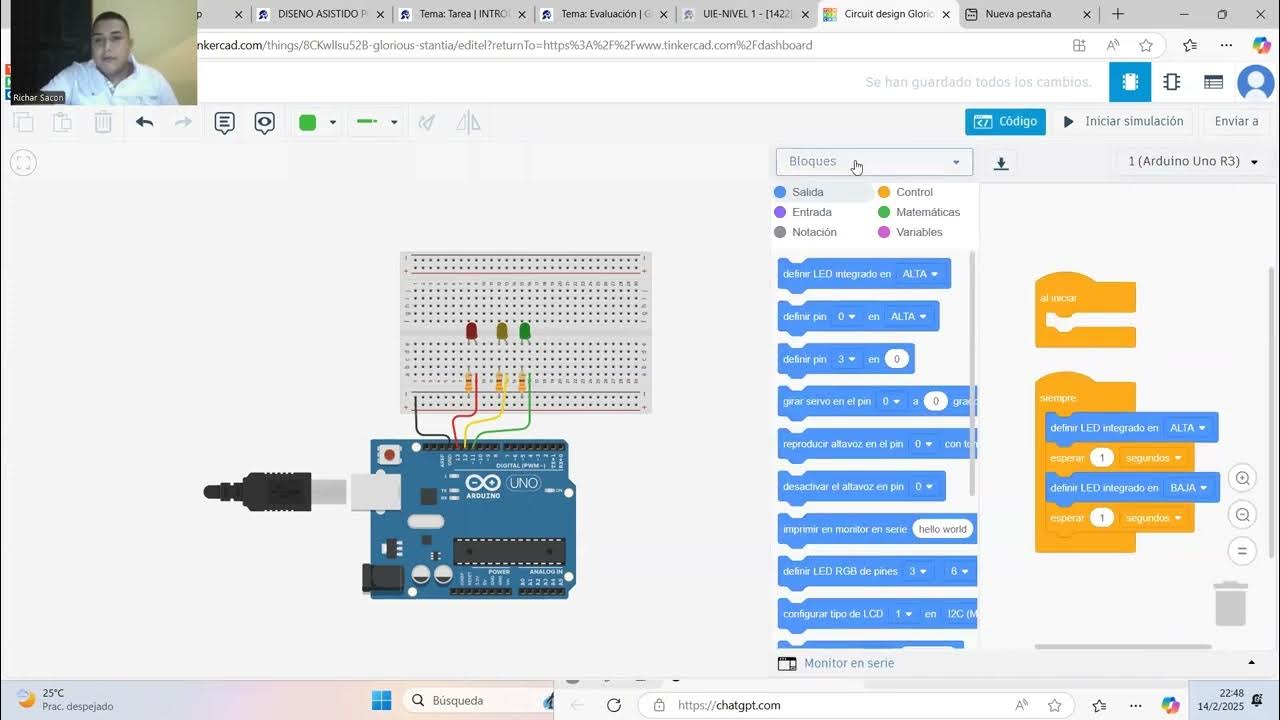 simulación de un semáforo usando tinkercad y arduino - YouTube