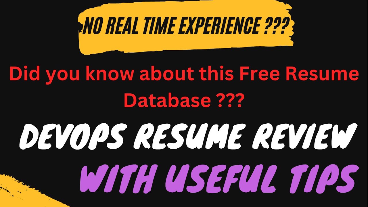 Free Resume Database & Resume review |Watch this video till the end|#devops - YouTube