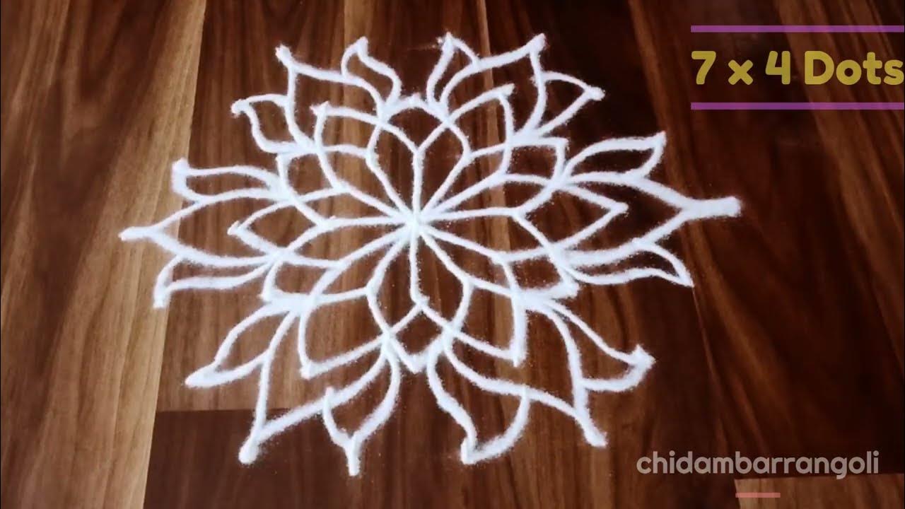 7x4 Dots|7by4 rangoli design| thipkyanchi rangoli|7 ते 4 ठिपक्यांची ...