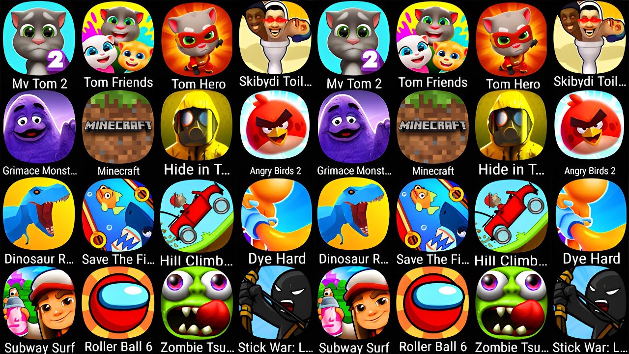 My Talking Tom 2,Tom Friends,Tom Hero,Skibidi Toilet,Grimace Monsters ...