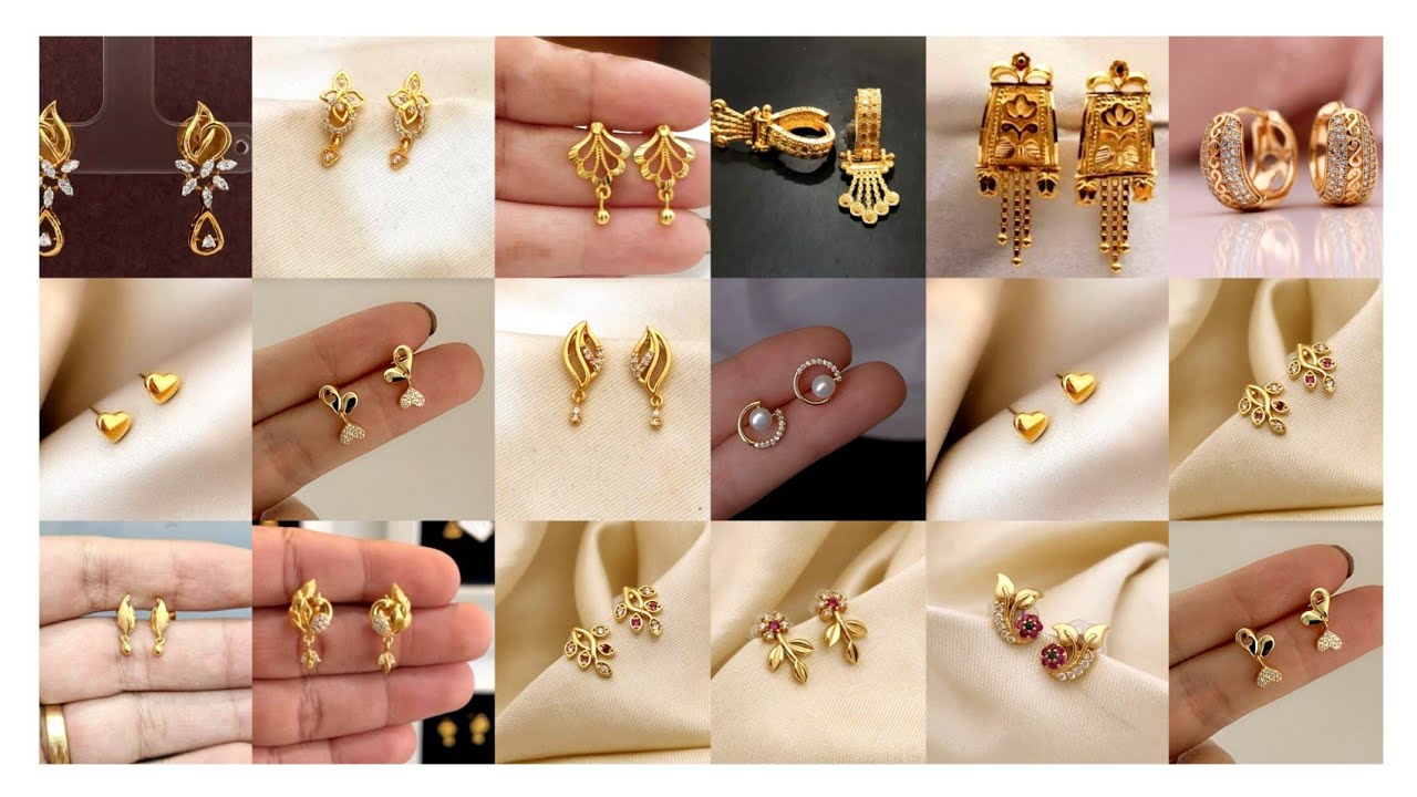 Office Wear Gold Earrings Design, Daily Wear Gold Stud Earrings ...