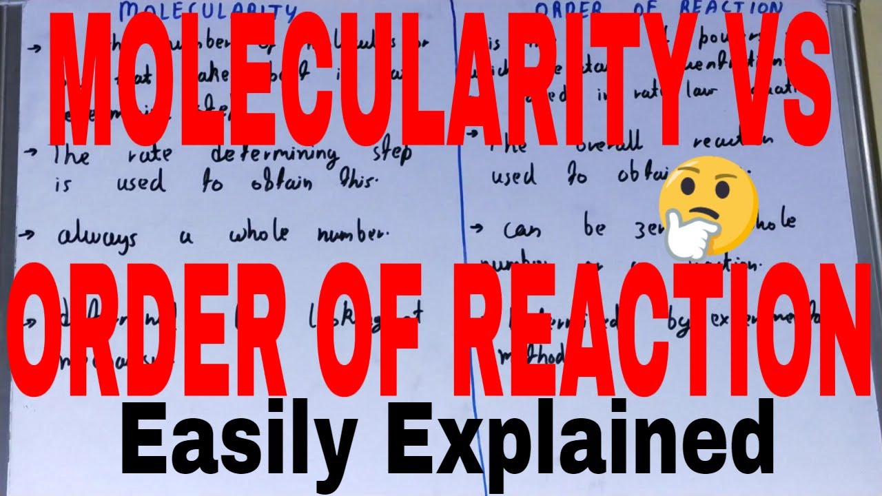 Molecularity and Order of Reaction difference|Difference between ...