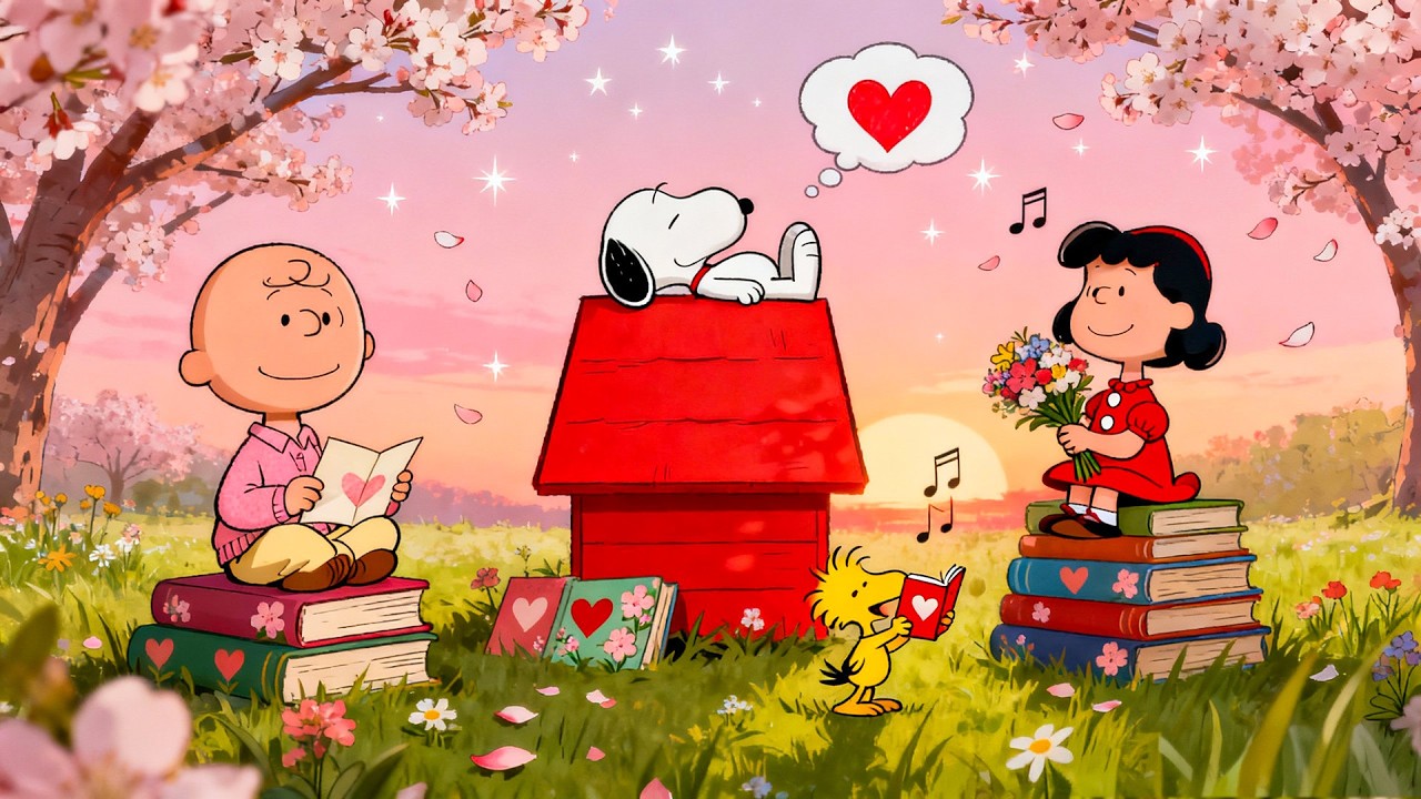 Valentine Sunset with Snoopy, Charlie Brown & Lucy 💖🌸 Soft Lofi Beats ...
