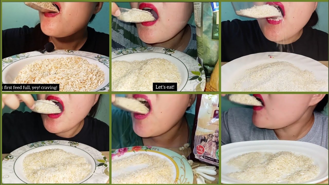 COMPILATION||ASMR EATING BASMATI RICE IN THE PLATE|| USING TRANSPARENT ...