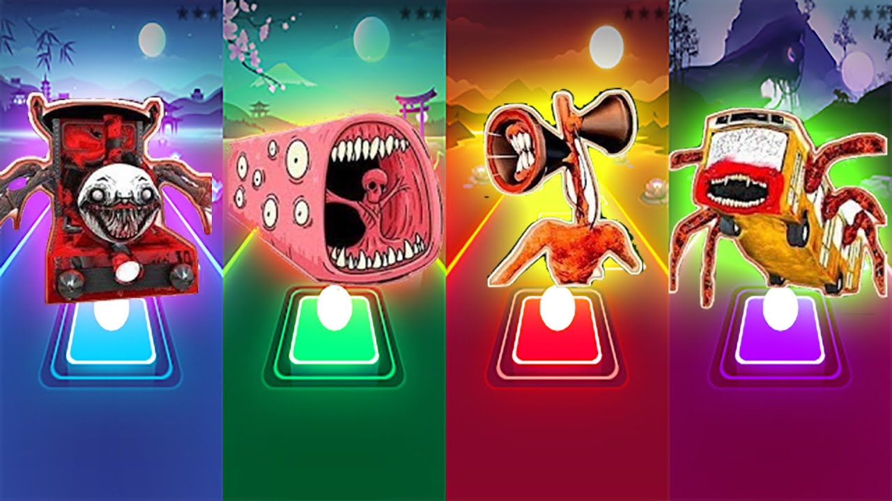Choo Choo Charles🆚train Eater🆚siren Head🆚bus Eater Tiles Hop Youtube