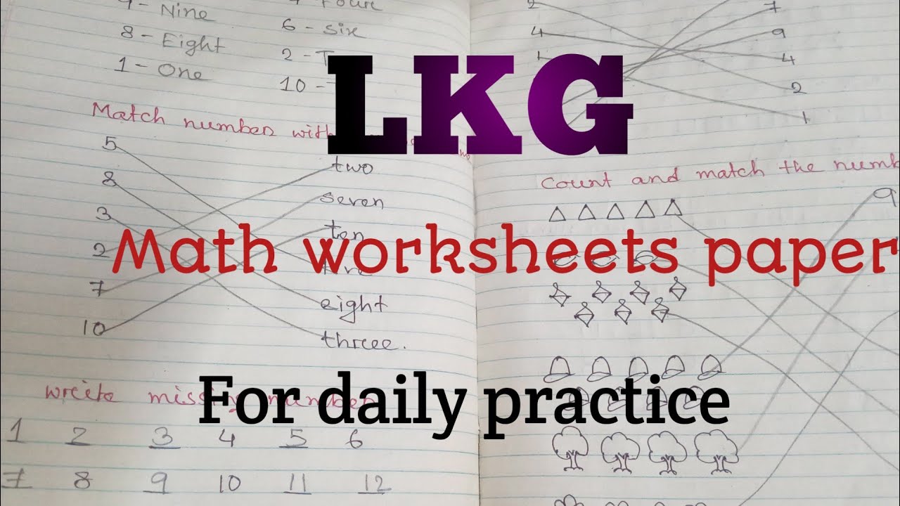 LKG Math questions and answers worksheet paper ll LKG Math worksheet ...