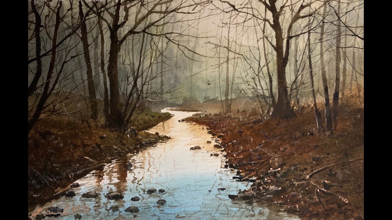 Watercolor painting forest for beginners - YouTube