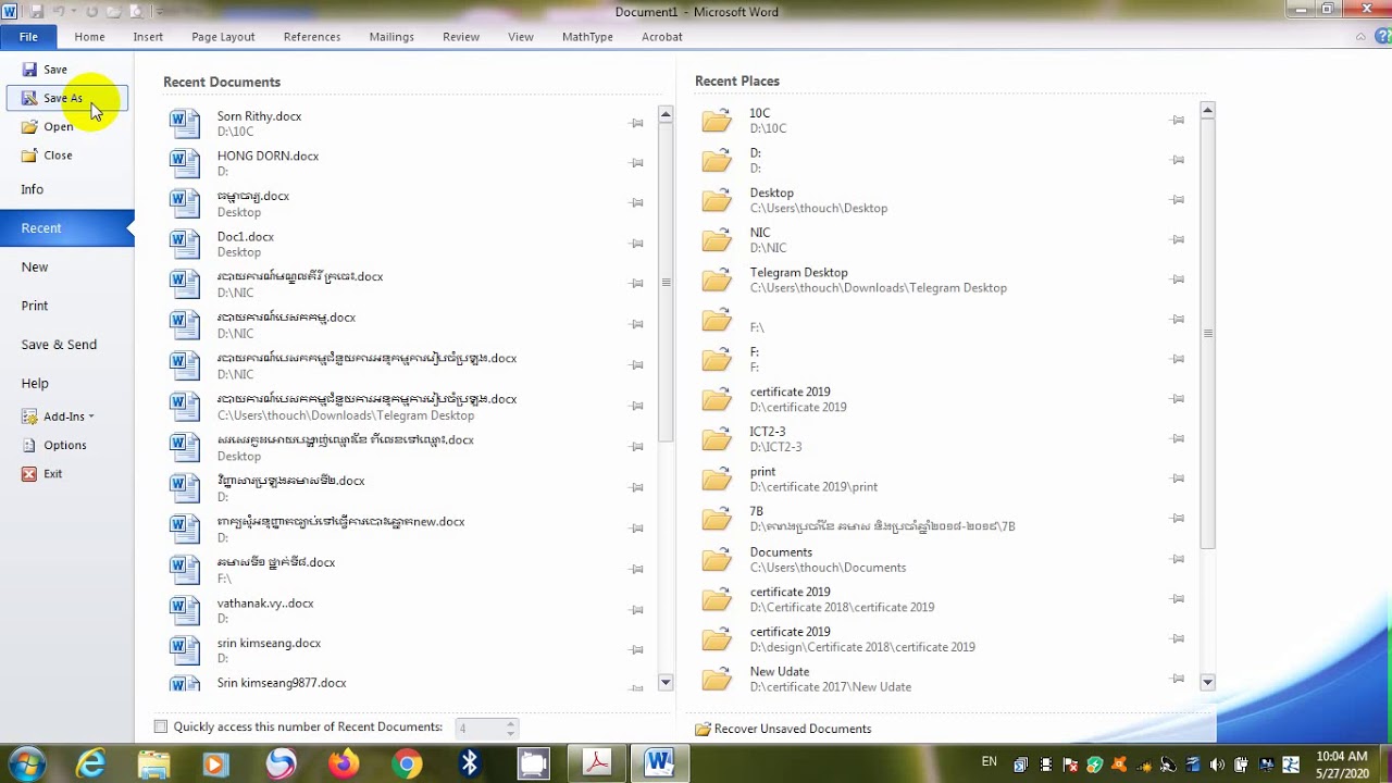 Office word part 1(និយមន័យកម្មវិធី Open new Document, Save and Open ...