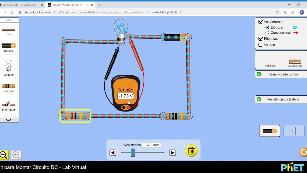 Kit para Montar Circuito DC Lab Virtual Circuitos em Série - YouTube