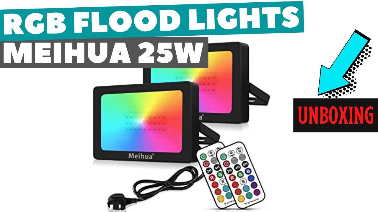 MEIHUA 25W RGB Flood Lights Outdoor Garden Lights 360 Degree RF Remote ...