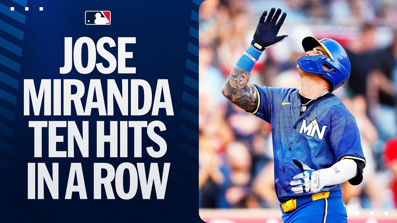TWINS HISTORY! Jose Miranda has hits in 10 STRAIGHT PLATE APPEARANCES ...