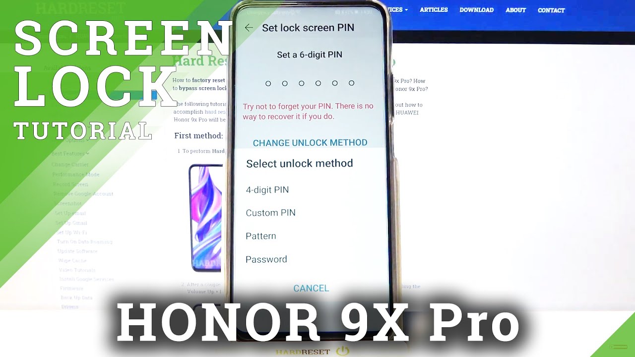 HUAWEI Honor 9x Pro and Security Options – Change Lock Screen Method ...