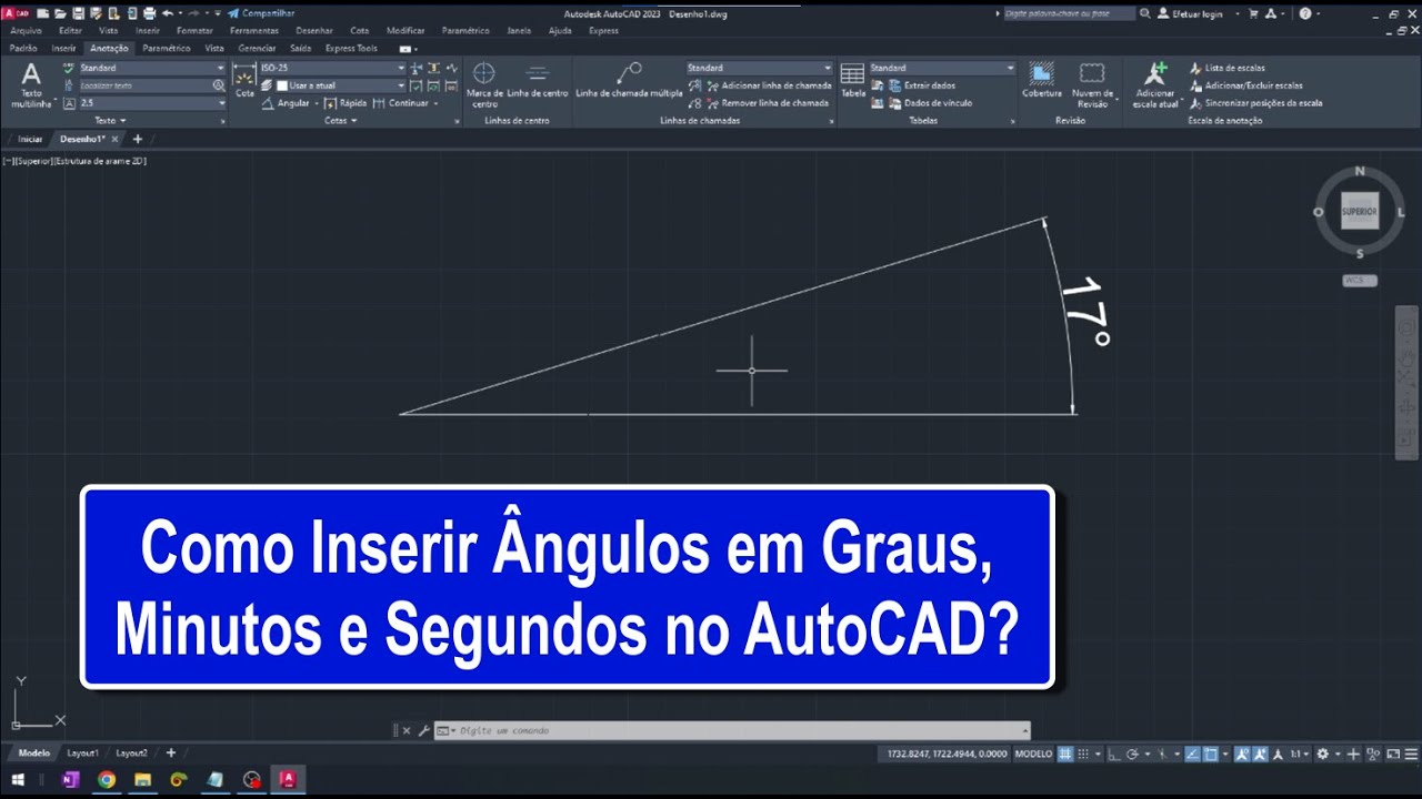 Como Inserir Ângulos em Graus, Minutos e Segundos no AutoCAD? - YouTube
