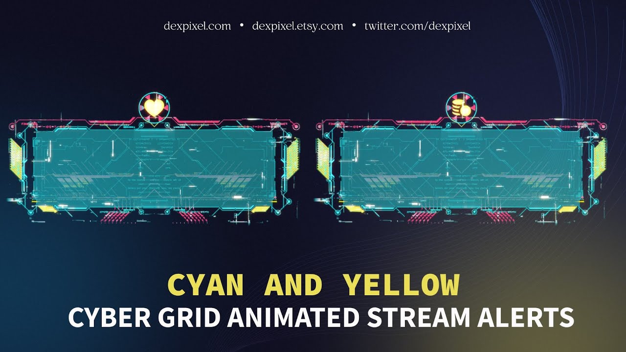 Cyan Yellow Cyber Grid – Label Animated Alerts | Futuristic HUD Label ...