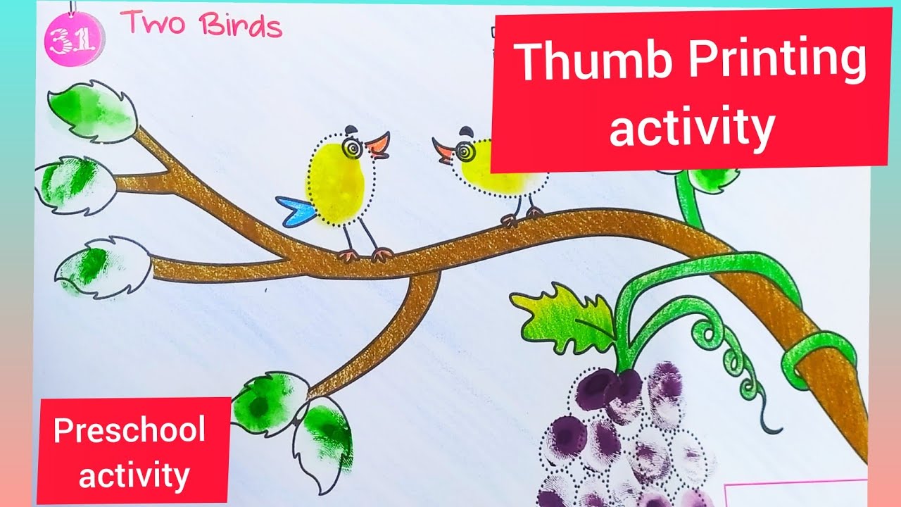thumb printing activity for kindergarten / pre school activity / purple ...