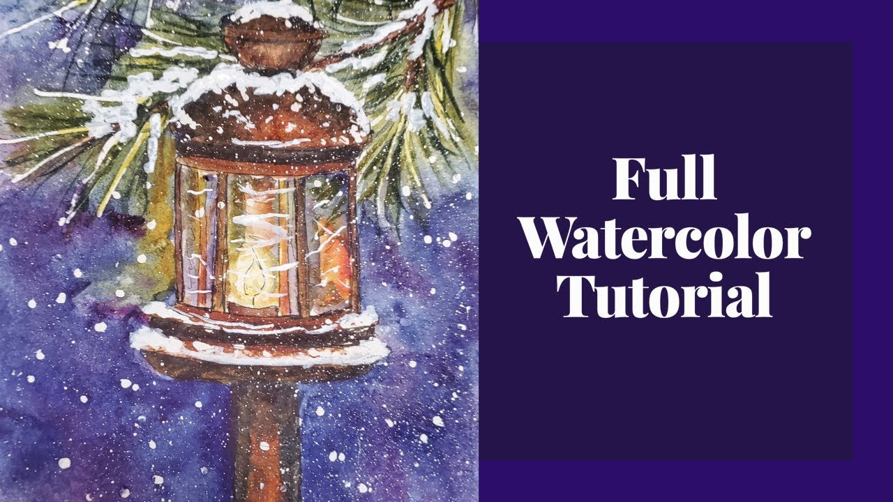 Paint A Snowy Lantern In Watercolor Full Tutorial - YouTube