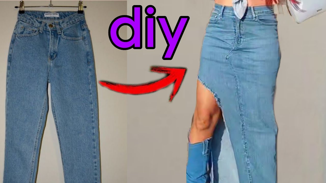 cómo transformar un jeans en una maxi falda, diy de vaqueros a falda, tutorial de pantalón a ...