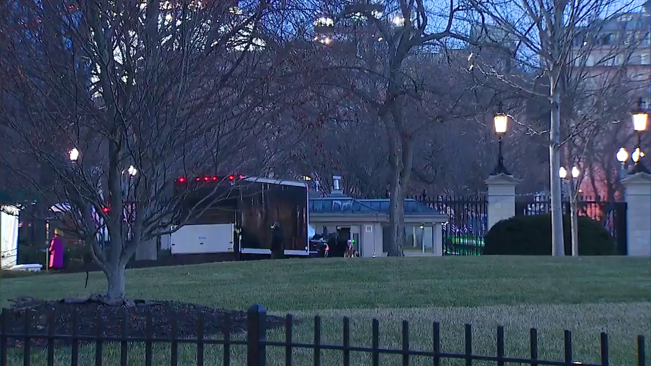 Moving vans seen outside the White House for President- elect Joe Biden ...