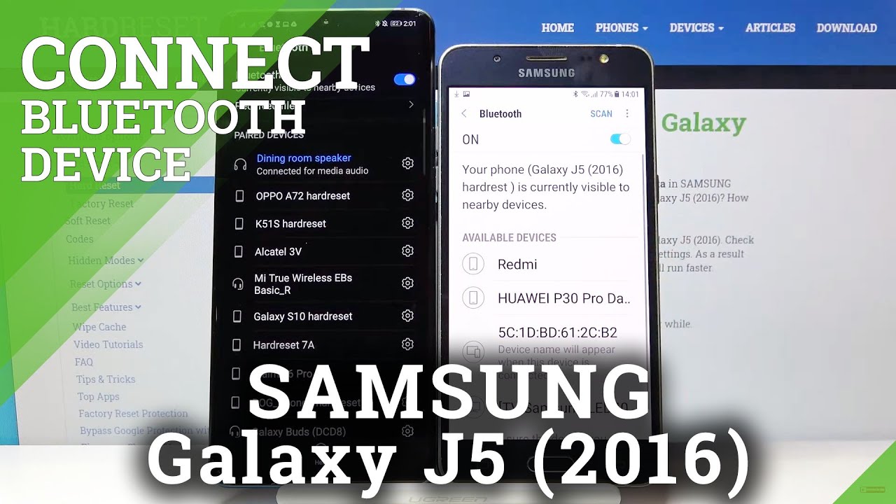 How to Connect SAMSUNG Galaxy J5 2016 with Device via Bluetooth ...