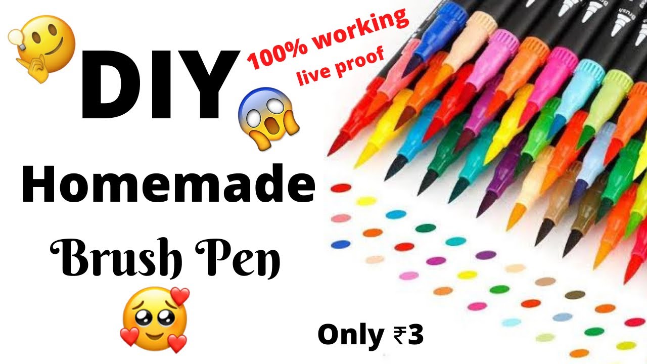 How to make a Brush Pen at home / DIY water colour brush pen / Homemade ...