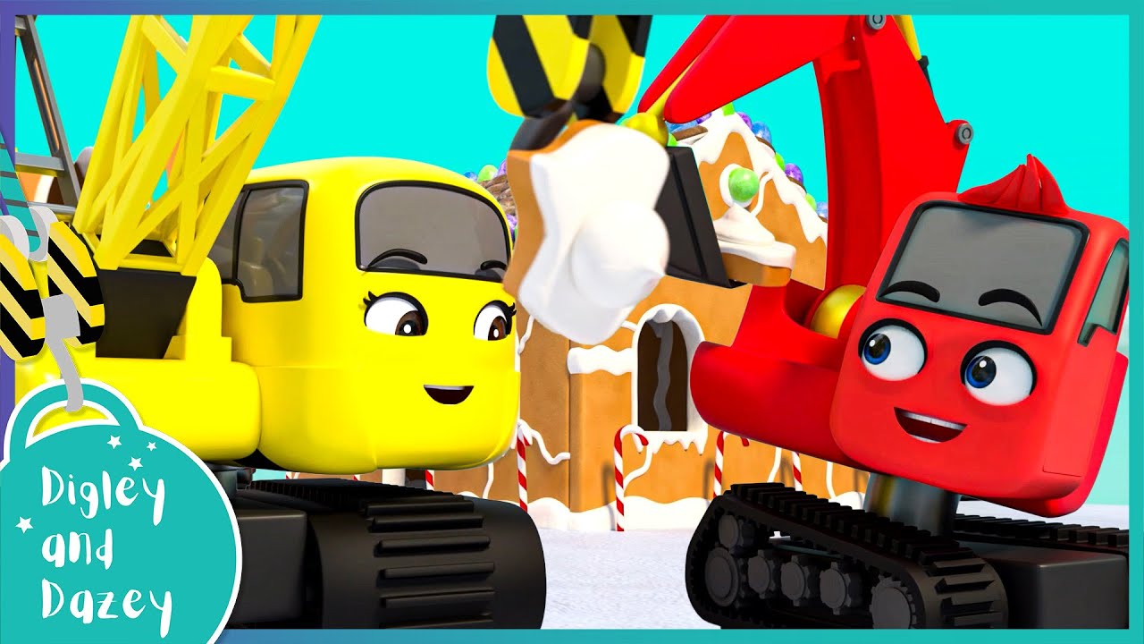 Gingerbread Construction In The Snow 🚧 🚜 | Digley and Dazey | Kids ...