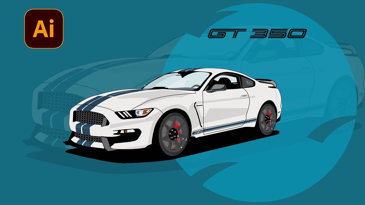 How to draw Shelby GT 350 | Speed Art l Adobe Illustration Tutorial ...