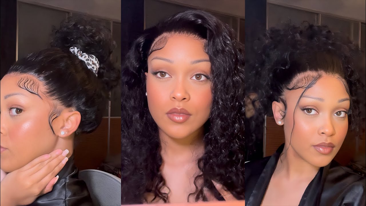 Installing My Glue-less Water Wave PreMax Drawstring Cap 360 Lace Wig ...