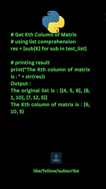 Python Program | Get Kth Column of Matrix - YouTube