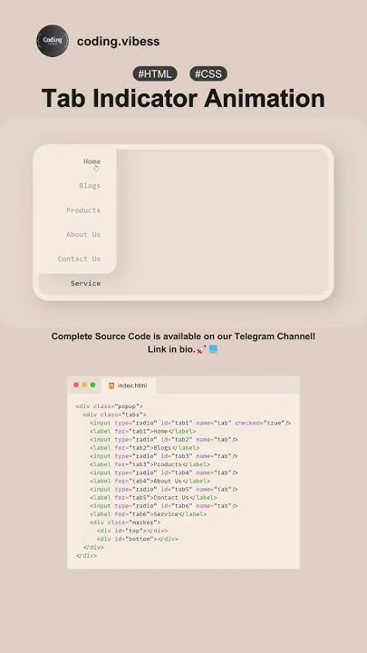 Tab Indicator Animation Using Html Css And Javascript 🚀 Shorts Css Webdevelopment Youtube