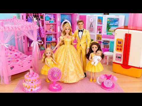 13 Min Barbie Dream Home ASMR Pink Bedroom Setup, Fashion Closet, Kitchen & Fridge Satisfying Unboxi