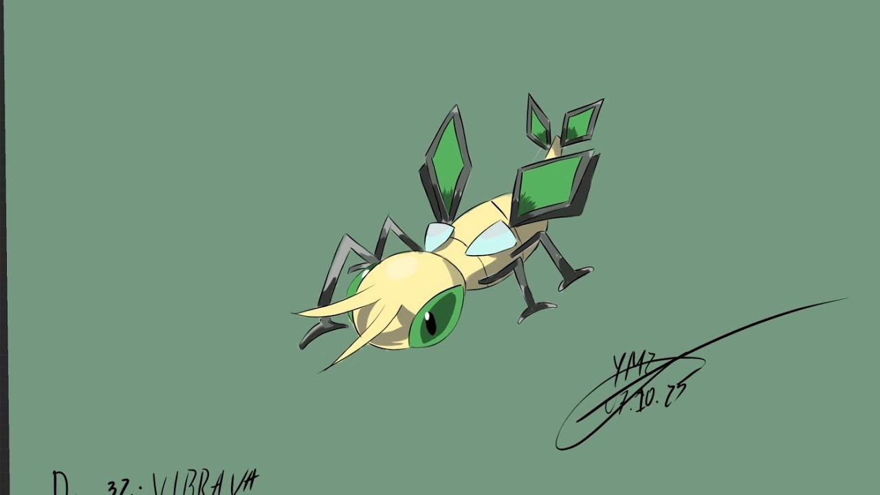 DRAWING EVERY POKEMON: VIBRAVA - YouTube