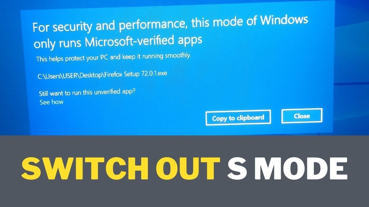 How To Switch Out Of Windows 10 S Mode - YouTube
