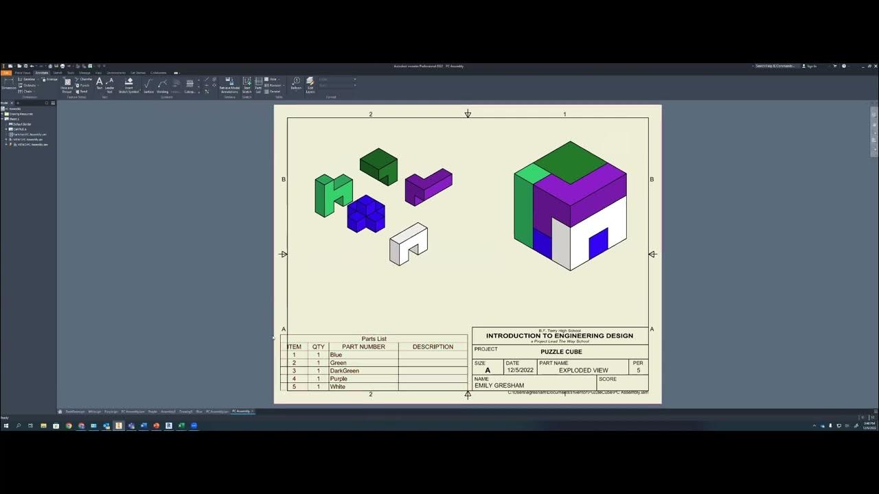 Puzzle Cube - Exploded View IDW in Inventor 2022 - YouTube