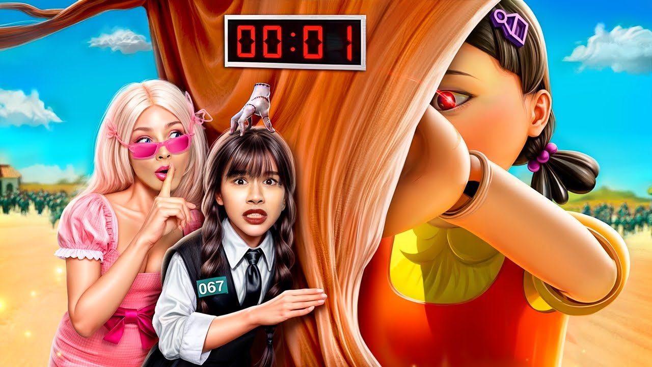 Szerda Addams a Squid Game Challenge-ben! Squid Game a Valós életben: Szerda vs Barbie - YouTube