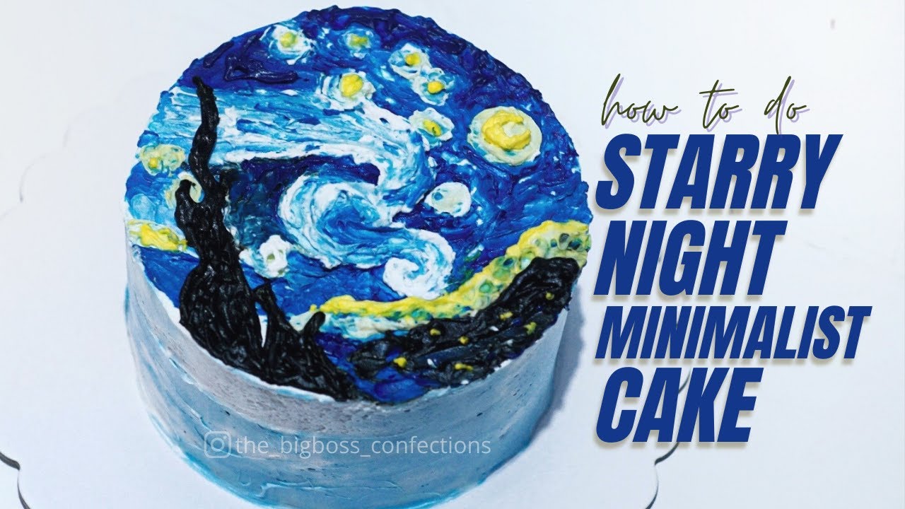 How to do STARRY NIGHT Minimalist / Hand painted Cake - YouTube