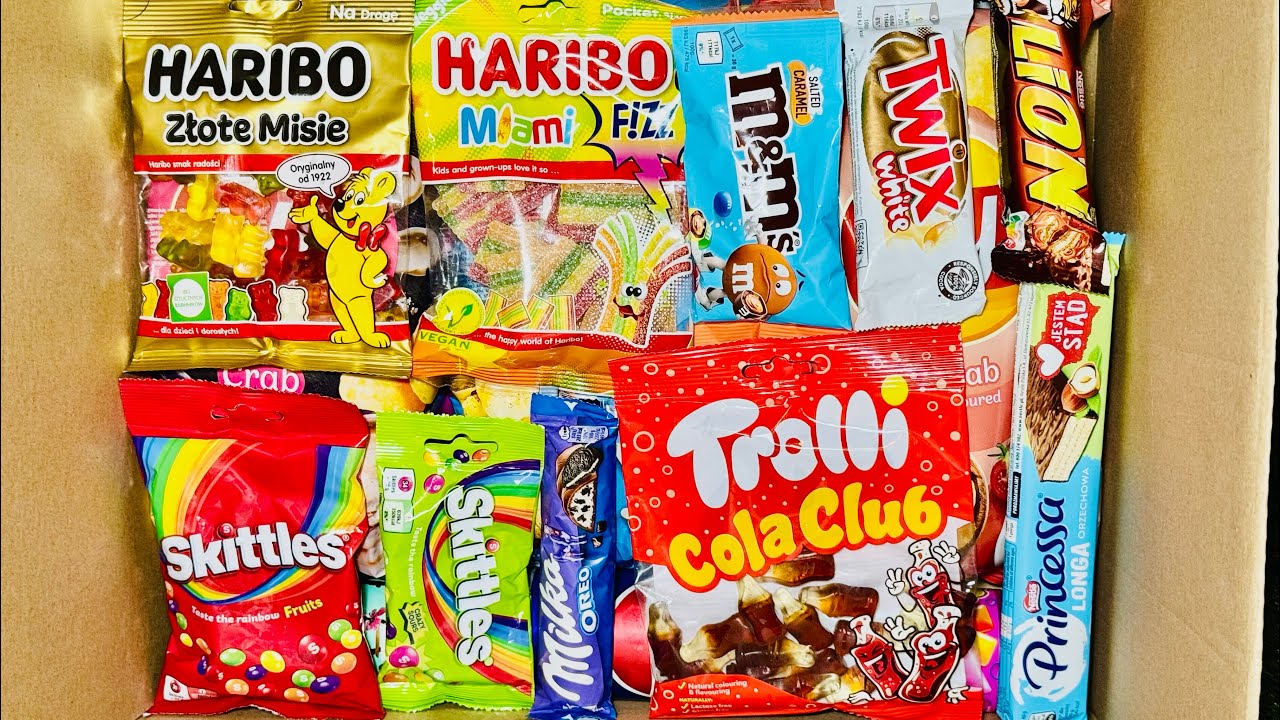 Full box of sweets from Europe.ASMR Unboxing chocolates and candies ...