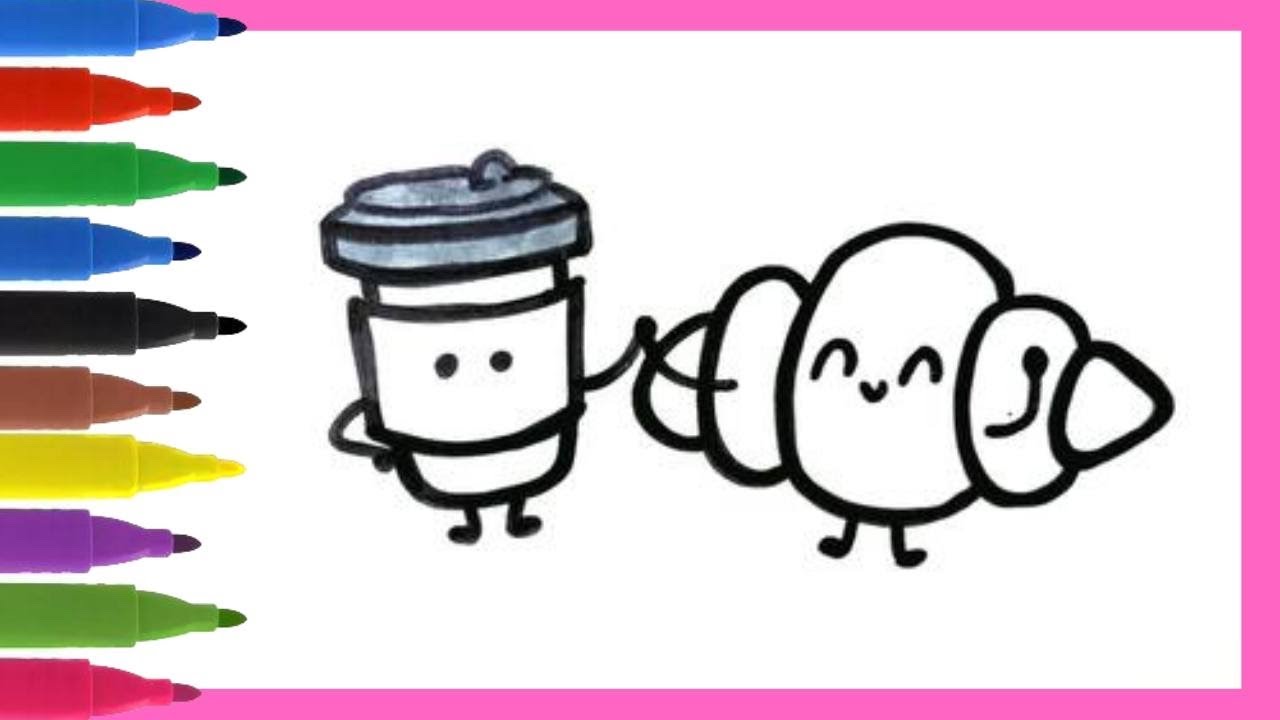 Drawing cute croissants 🥐and coffee ☕️for children 🥐☕️ ️ - YouTube
