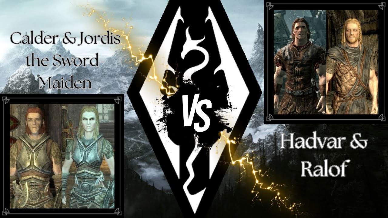 Skyrim Battles - Calder & Jordis the Sword-Maiden vs Hadvar & Ralof ...