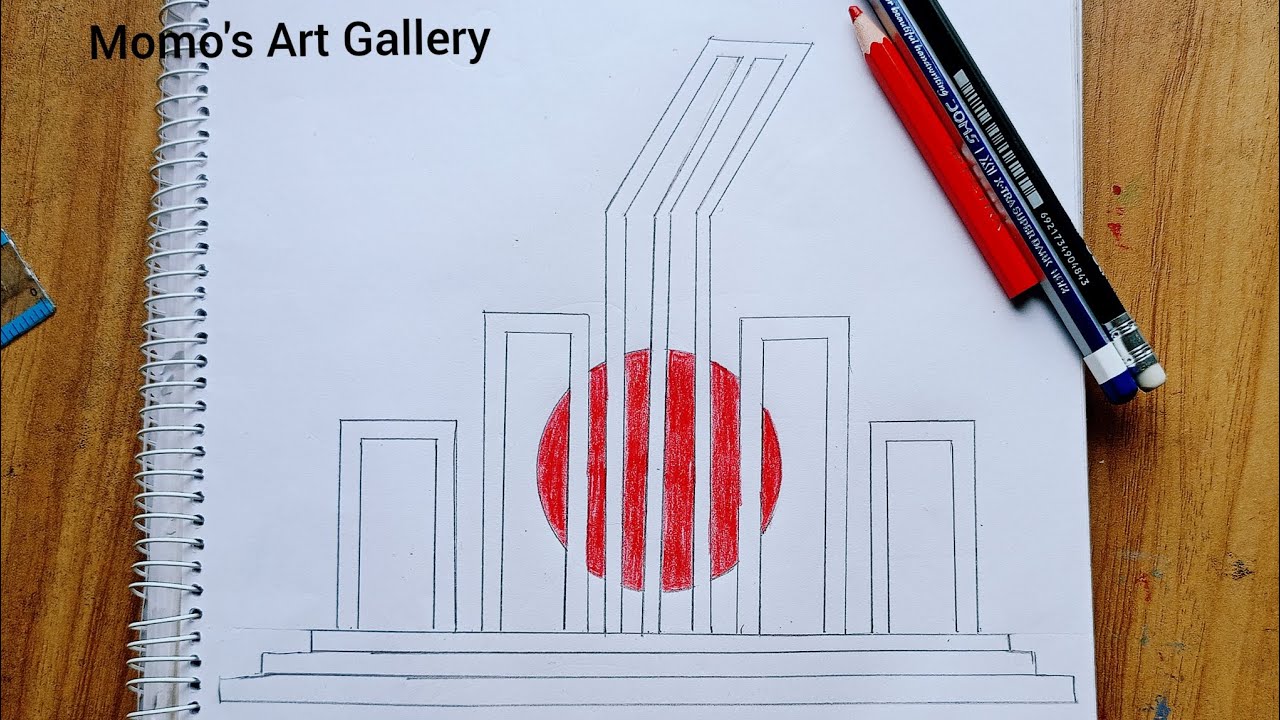 How to draw Shahid Minar easily step by step (শহীদ মিনার আঁকা) #art # ...