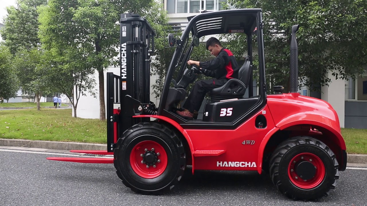 Hangcha rough terrain forklift 4WD - YouTube