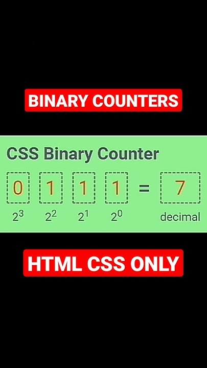 Binary Counter Htmk Css Only Mengareit Htmlcss Shorts Webprogramming Tutorials Youtube